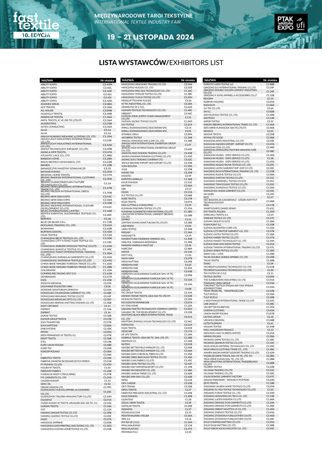 2024 Fair Schedule - FAST TEXTILE